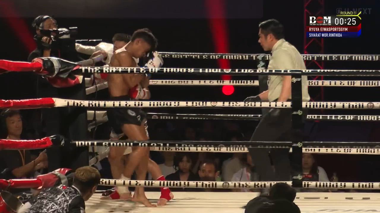 【動画】【ムエタイ】奥脇竜哉が1Rにパンチ、ヒザ猛ラッシュで圧巻KO！WBCムエタイ世界フライ級王座戴冠｜BOM47 - スポーツナビ「株式会社U-NEXT_格闘技」