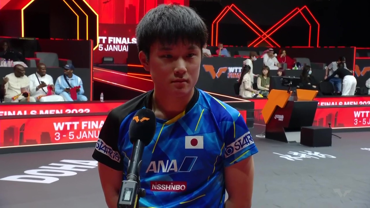 【動画】【1回戦】張本智和 勝利インタビュー｜WTT男子ファイナルズドーハ2023男子シングルス - スポーツナビ「テレ東卓球チャンネル」