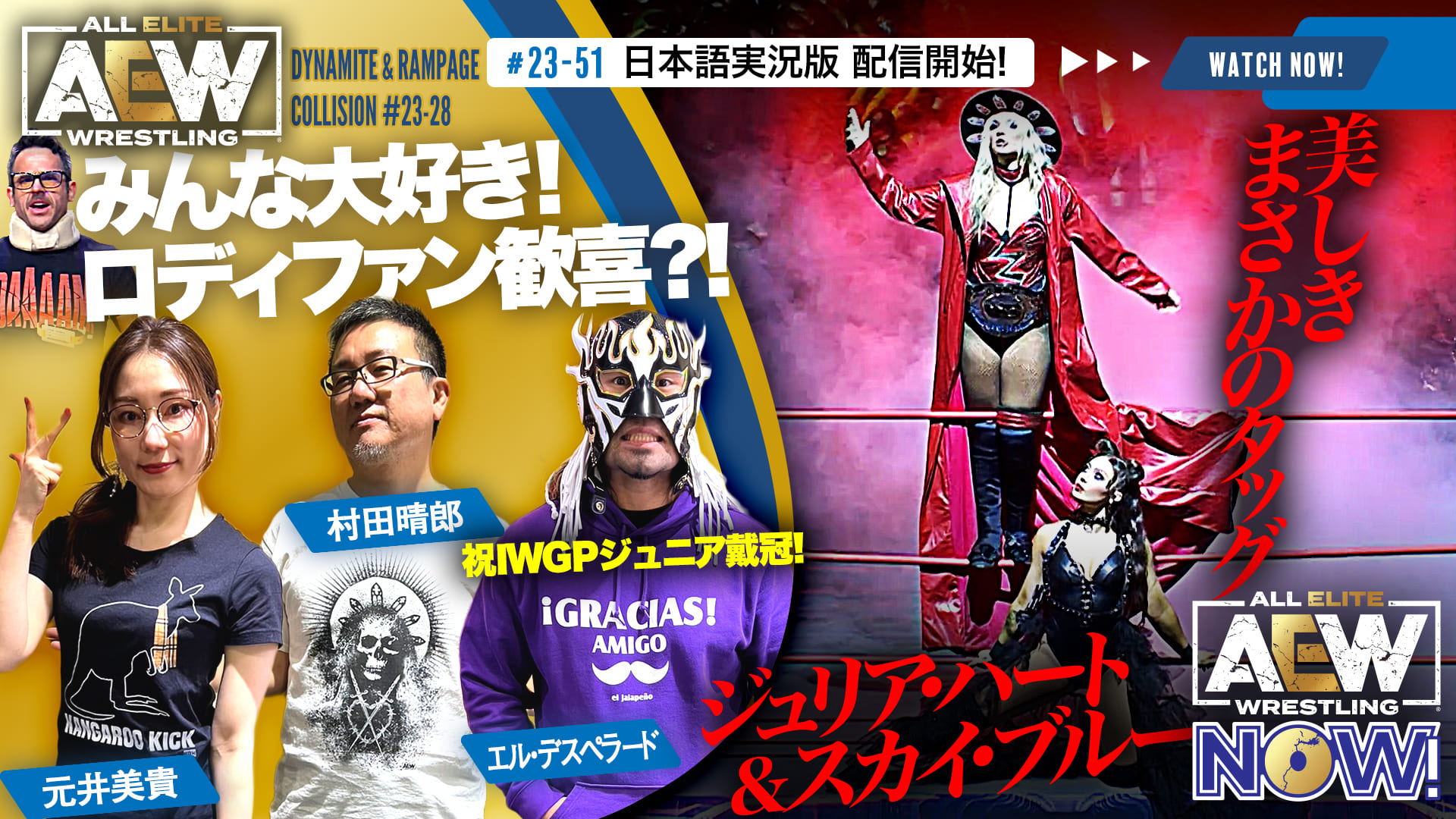 【動画】【AEW】#23-51 & #23-28日本語実況版配信開始！美しきタッグ、ジュリア・ハートとスカイ・ブルー！ - スポーツナビ「NJPW WORLD」