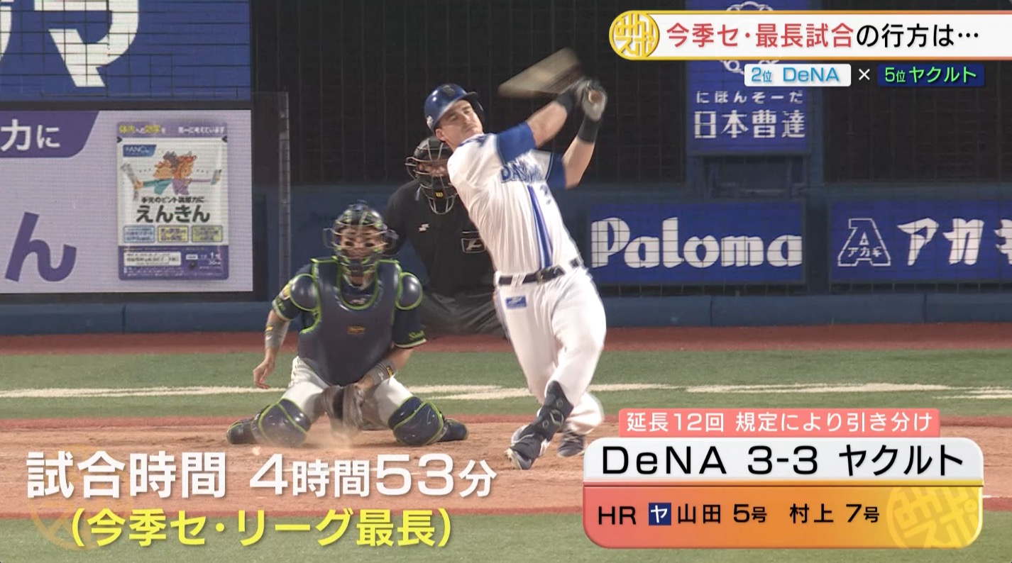 【動画】【DeNA×ヤクルト】今季セ最長、4時間53分の熱戦は引き分け - スポーツナビ「テレ東スポーツ」